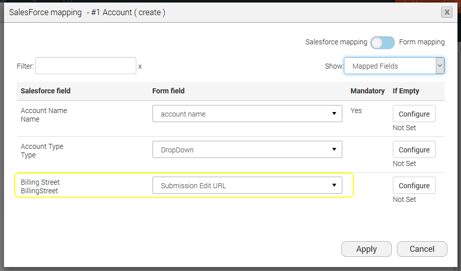 Store link to Allow later editing in Salesforce