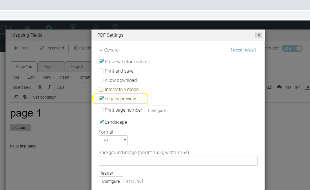 Legacy preview for IE and Edge browsers