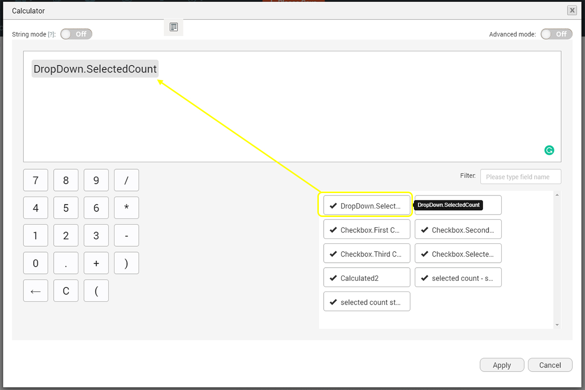 Count Of Selected Items In Calculated Field For Multi Dropdown And Checkbox 3071