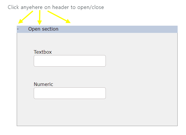 Open/Close Collapsible section from the header