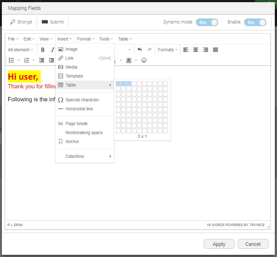 Using the Dynamic PDF Mapping