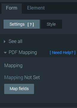 PDF Mapping Form Settings
